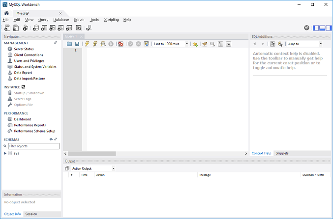팁스소프트 > MFC/API 가이드 > [DBMS] Workbench로 스키마와 테이블 만들기