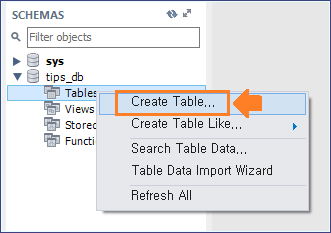 팁스소프트 > MFC/API 가이드 > [DBMS] Workbench로 스키마와 테이블 만들기